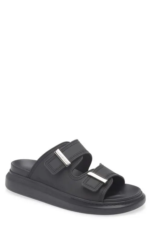 Alexander McQueen Oversized Hybrid Slide Sandal - Black/ Silver
