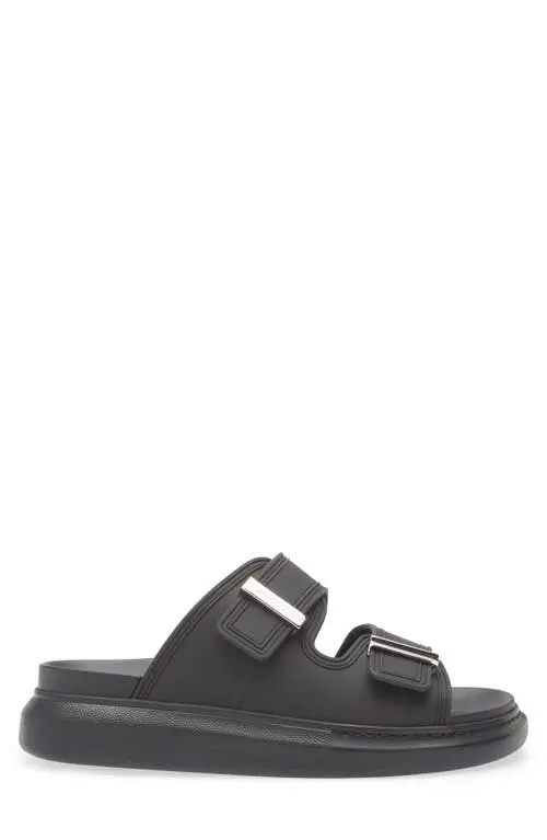 Alexander McQueen Oversized Hybrid Slide Sandal - Black/ Silver