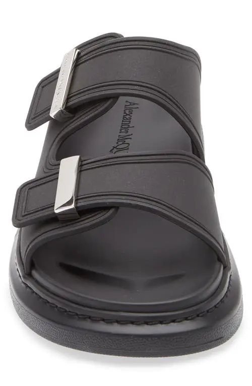 Alexander McQueen Oversized Hybrid Slide Sandal - Black/ Silver