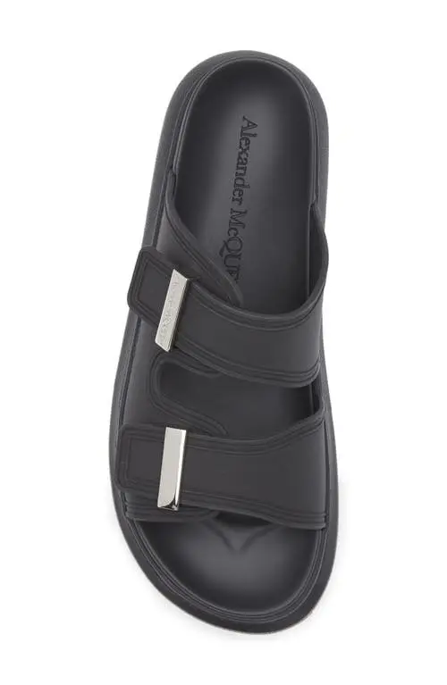 Alexander McQueen Oversized Hybrid Slide Sandal - Black/ Silver