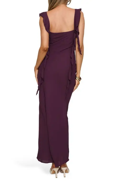 Princess Polly Lanai Ruffle Sleeveless Maxi Dress - Plum