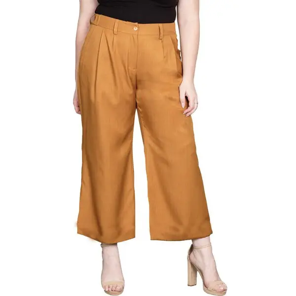 STANDARDS & PRACTICES Crop Wide Leg Trousers - Khaki