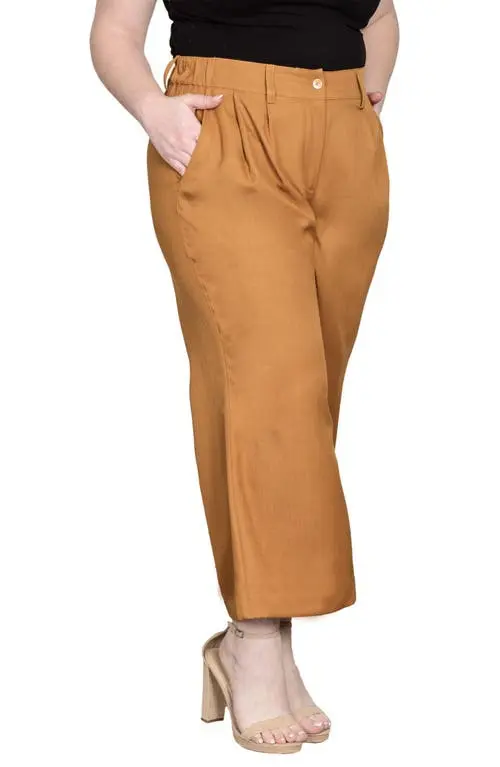 STANDARDS & PRACTICES Crop Wide Leg Trousers - Khaki