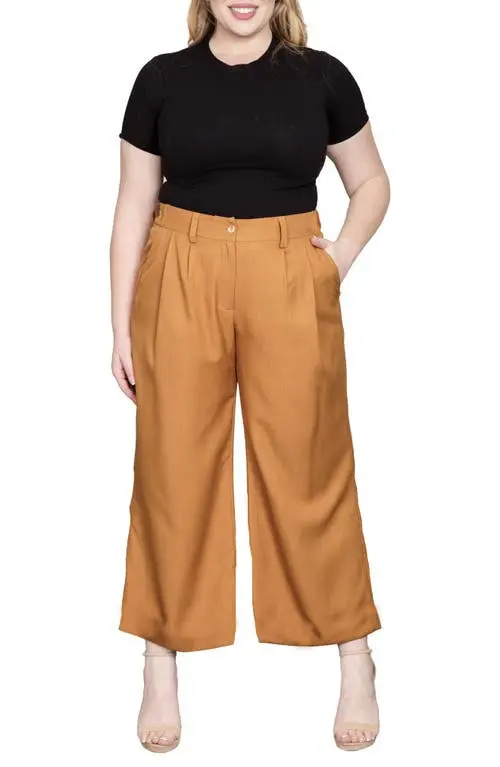 STANDARDS & PRACTICES Crop Wide Leg Trousers - Khaki