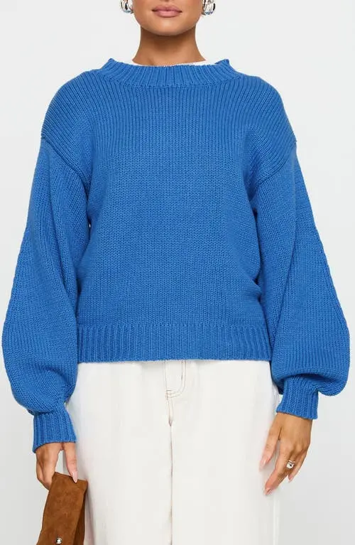 Princess Polly Harmony Oversized Balloon Sleeve Sweater - Blue