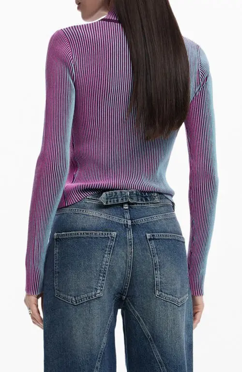 Desigual Front Zip Rib Jacket - Purple