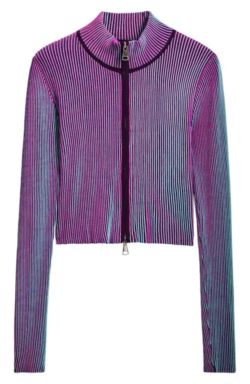 Desigual Front Zip Rib Jacket - Purple