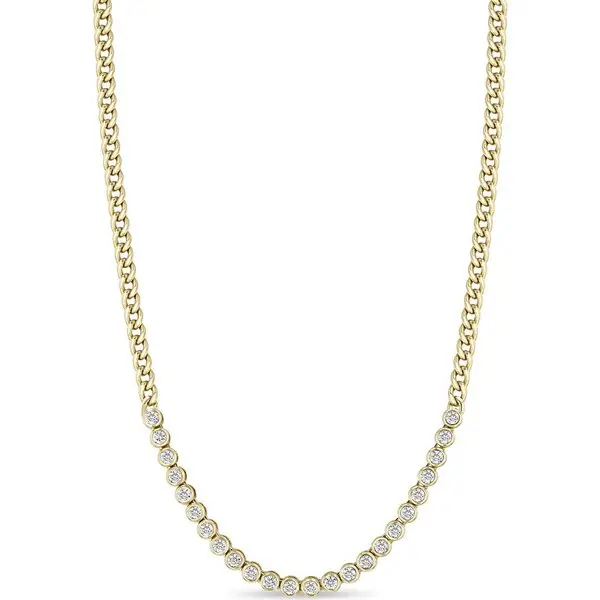 Zoe Chicco Diamond Bezel Tennis Necklace - 14k Yellow Gold