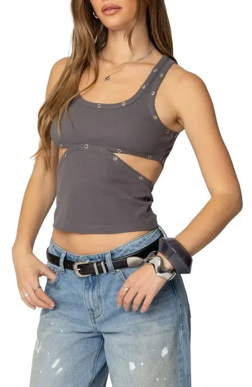 EDIKTED Imogen Grommet Accent Cotton Tank Top