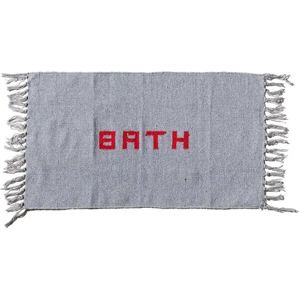 PUEBCO Handloomed Recycle Yarn Bath Mat - Light Grey
