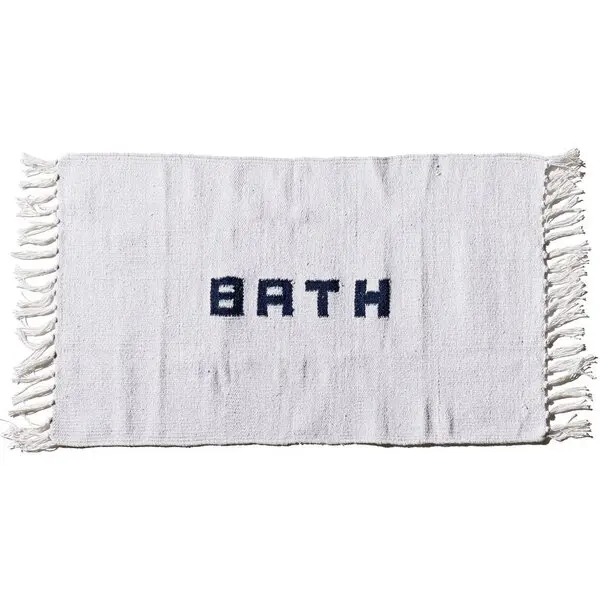 PUEBCO Handloomed Recycle Yarn Bath Mat - White