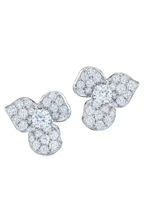 Kwiat Diamond Flower Stud Earrings - White Gold
