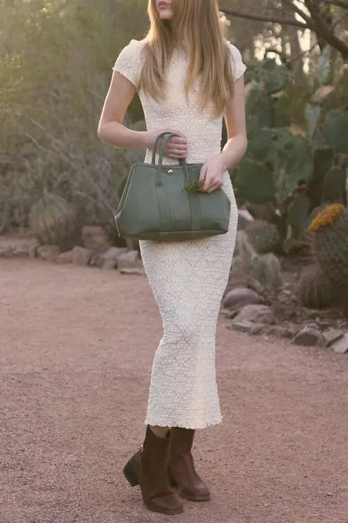 EZRA ARTHUR Audrey American Steer Leather Top Handle Bag - Moss