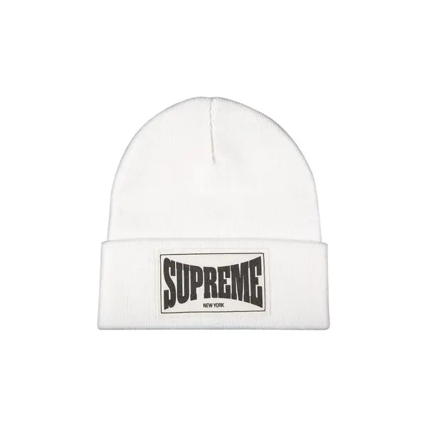 Supreme Woven Label Beanie - White