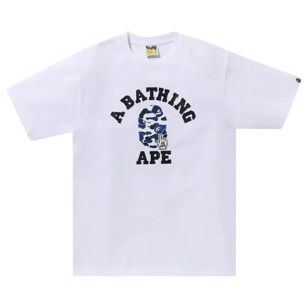 A BATHING APE Camo Go Ape Pointer College Tee - White