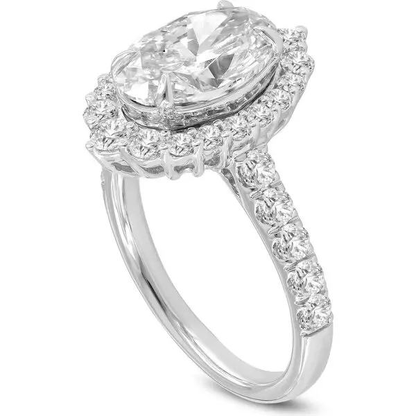 LUVMYJEWELRY Marcia 3.8ct Oval Lab Grown Diamond Ring - 14k White Gold