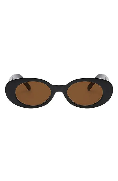 FIFTH & NINTH Vivi Polarized Oval Sunglasses - Black/ Brown