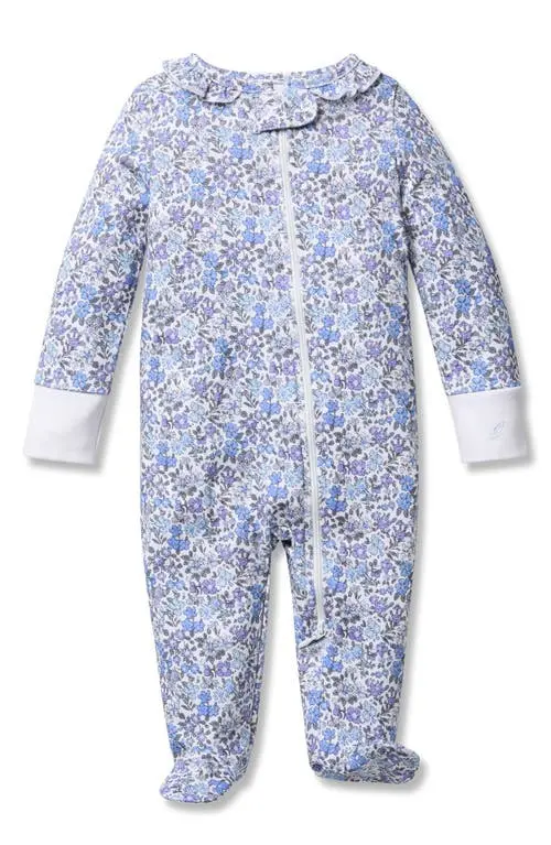 PETITE PLUME Floral Pima Cotton Footie - Blue