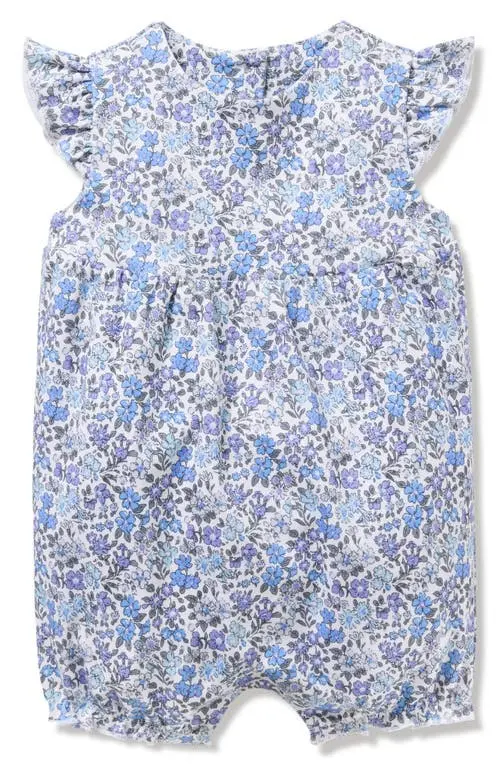 PETITE PLUME Floral Pima Cotton Ruffle Romper - Blue
