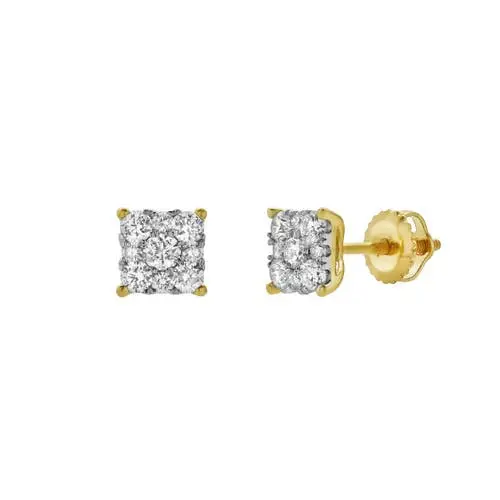 LUVMYJEWELRY Nova Cluster Lab Grown Diamond Earrings - 14k Yellow Gold