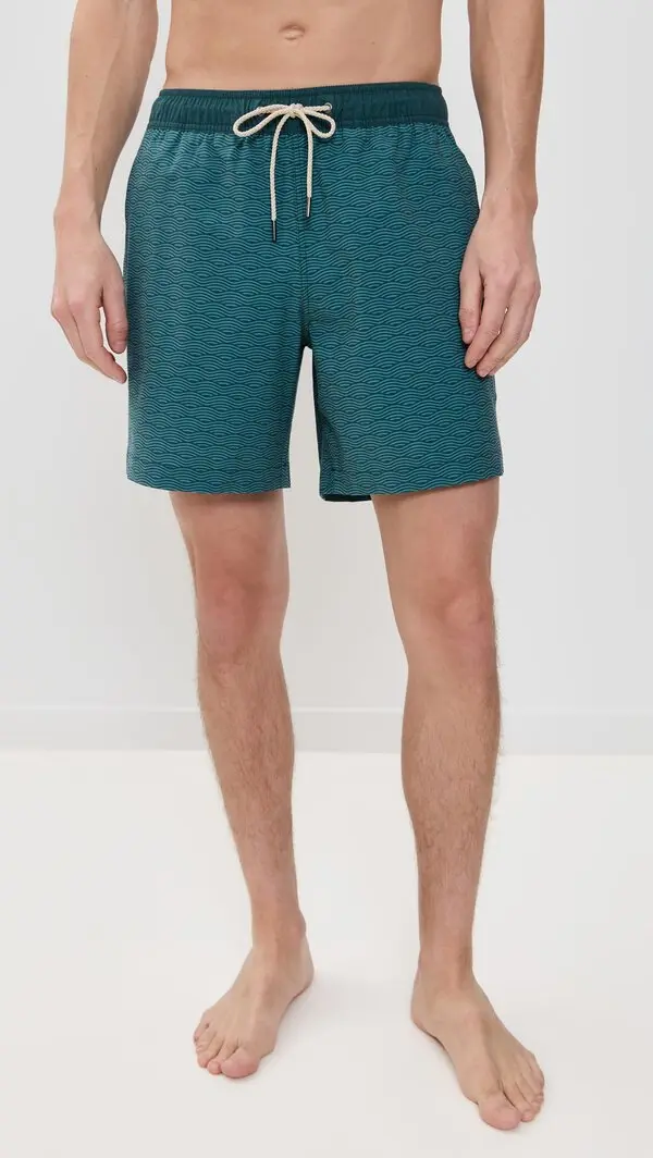FAIR HARBOR Bayberry Swim Trunks - Green Waves