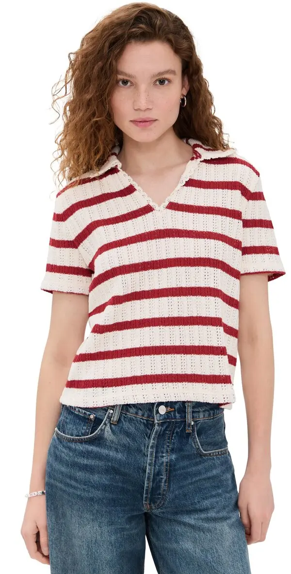 Madewell Crochet Knit V-neck Tee