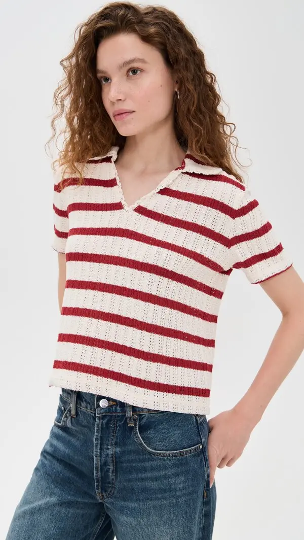 Madewell Crochet Knit V-neck Tee