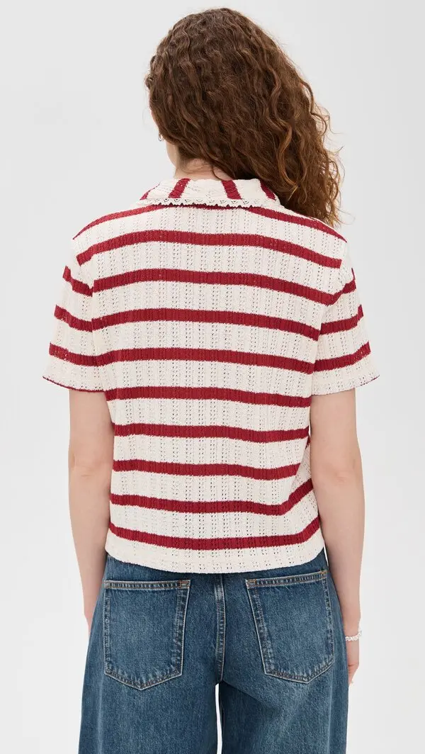 Madewell Crochet Knit V-neck Tee