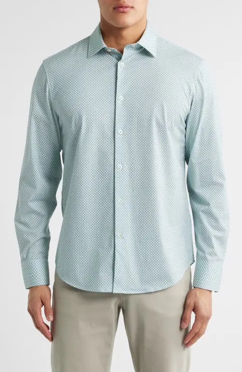 Bugatchi James Ooohcotton® Geometric Print Button-up Shirt - Mint