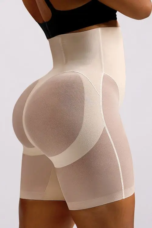 SHAPELLX High Waist Butt Lifting Shapewear Shorts - Beige