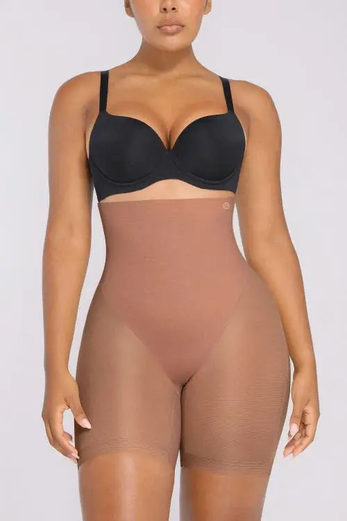 SHAPELLX High Waist Butt Lifting Shapewear Shorts - Bronze