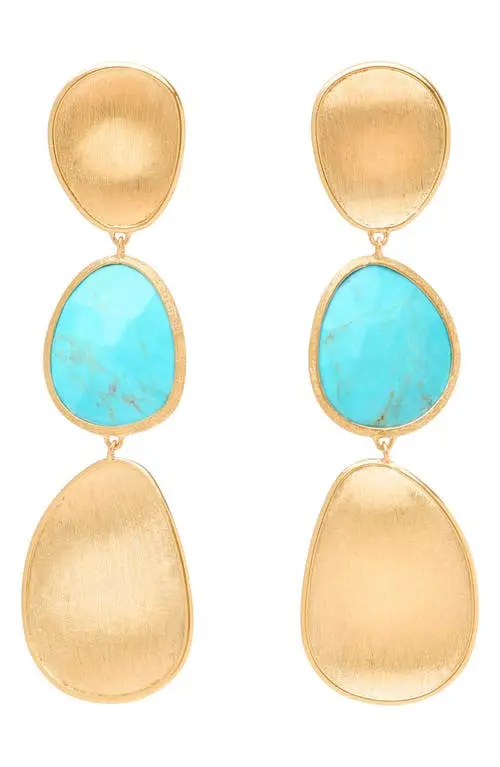 Marco Bicego Lunaria Turquoise Triple Drop Earrings - Gold