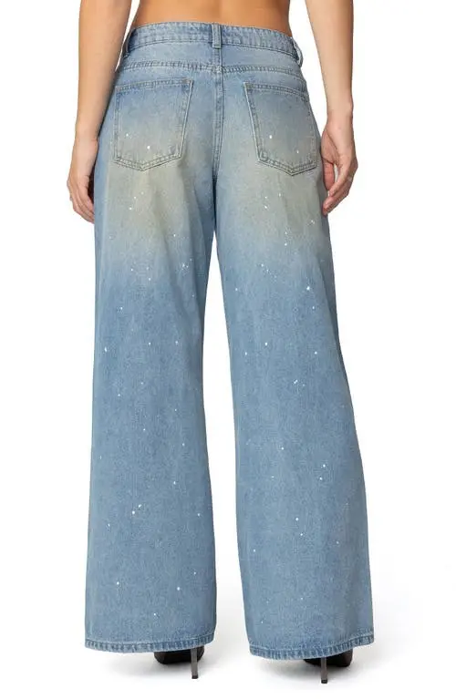 EDIKTED Paint Splatter Wide Leg Jeans