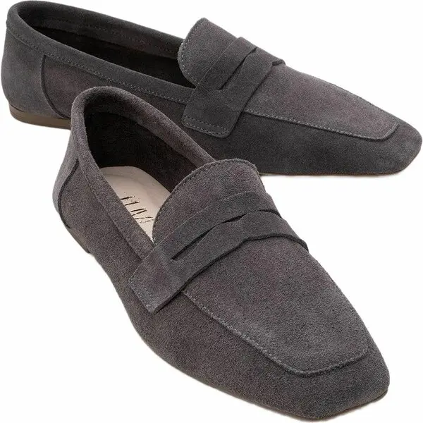 FOREVER & ALWAYS SHOES Morne Nappa Leather Loafers - Grey Suede Leather