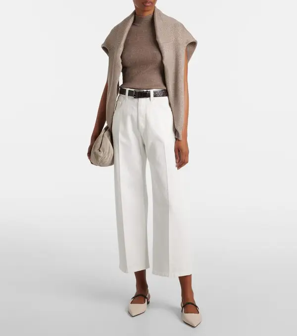 Brunello Cucinelli Ribbed-knit Turtleneck Top - Brown
