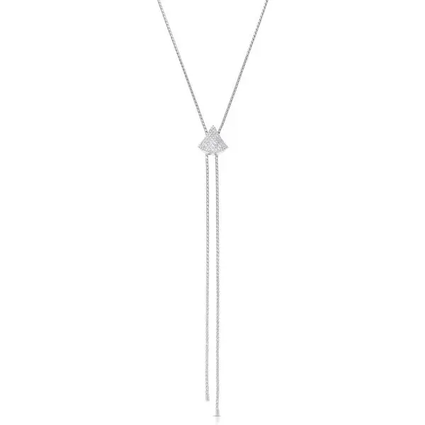 Ettika Pavé Teardrop Lariat Necklace - Silver