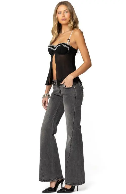 EDIKTED Colton Stretch Bootcut Jeans - Black-washed