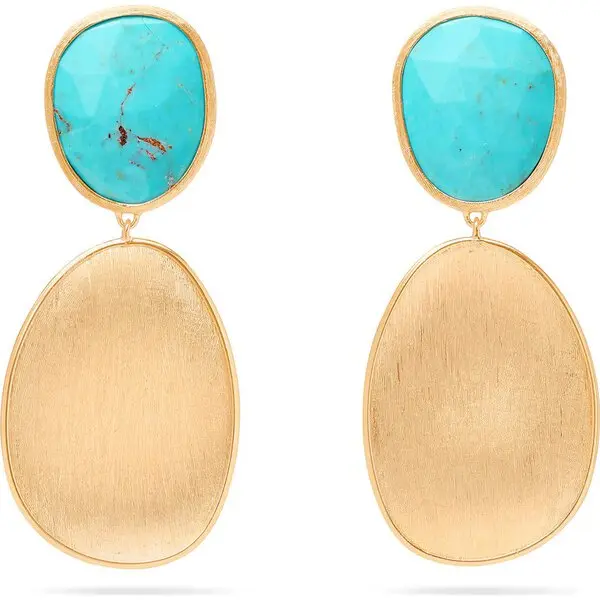 Marco Bicego Lunaria Turquoise Double Drop Earrings - Gold