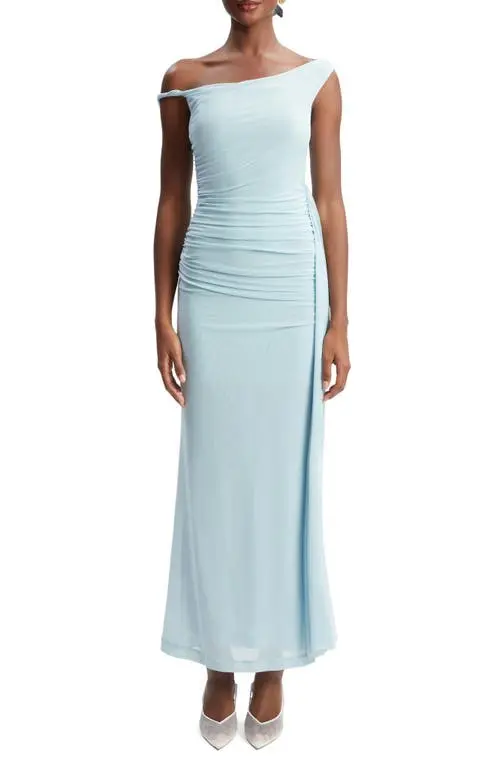Bardot Layana Asymmetric Mesh Dress - Light Blue