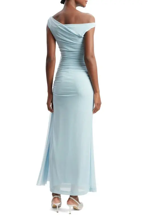 Bardot Layana Asymmetric Mesh Dress - Light Blue