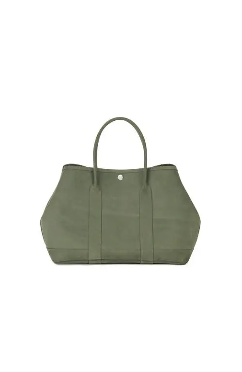 EZRA ARTHUR Audrey Velvet Leather Tote Bag - Moss