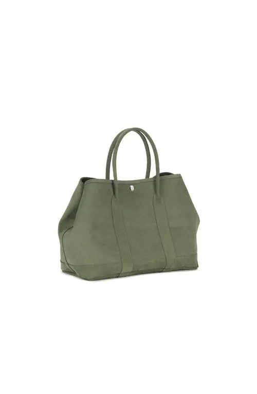 EZRA ARTHUR Audrey Velvet Leather Tote Bag - Moss