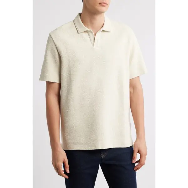BOSS Pye Textured Johnny Collar Polo - Open White