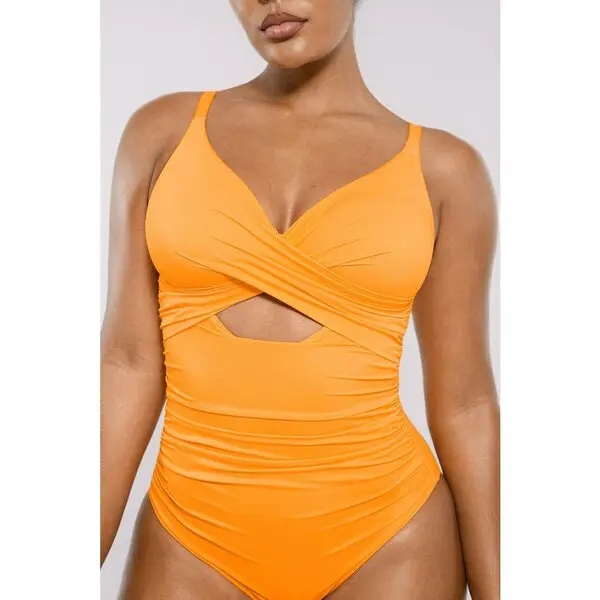 SHAPELLX Cutout-front Tummy Control One-piece Swimsuit - Citrus