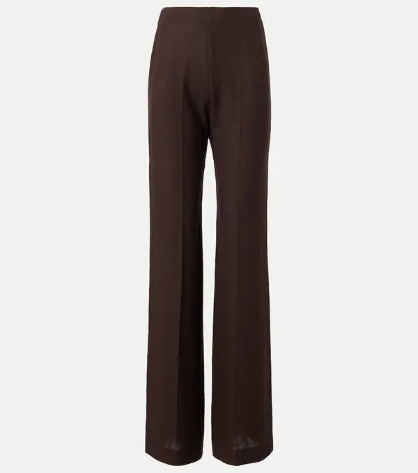 Loro Piana Timi Flared Linen Pants - Brown