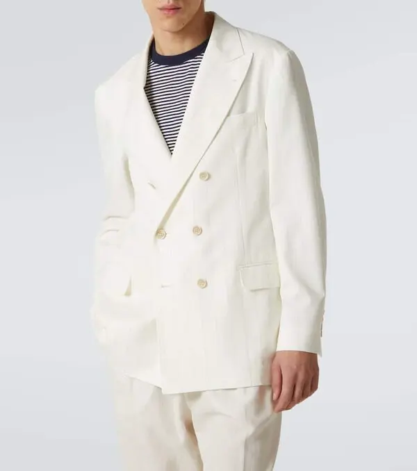 Brunello Cucinelli Pinstripe Wool And Cotton Suit Jacket