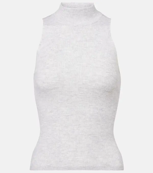 Brunello Cucinelli Ribbed-knit Turtleneck Top - Grey
