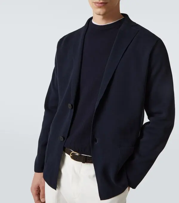 Thom Sweeney Knitted Cotton Crêpe Blazer