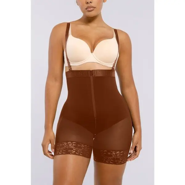 SHAPELLX Firm Compression Bodysuit Shaper - Brown