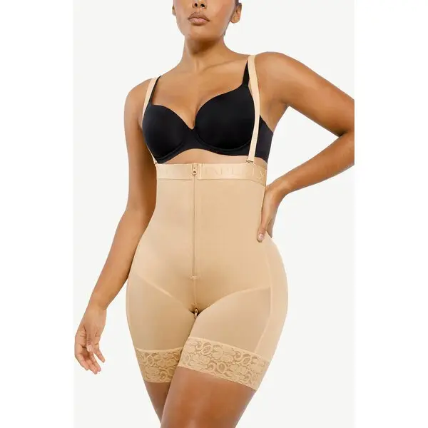 SHAPELLX Firm Compression Bodysuit Shaper - Cream Beige